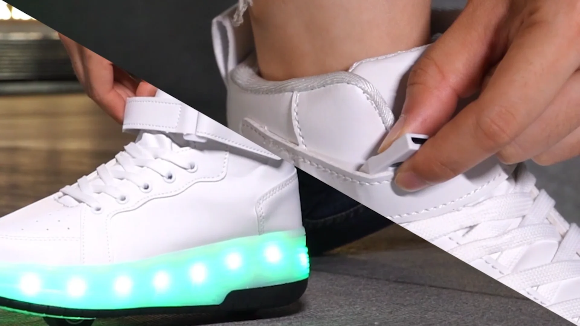 Kids Led Light Up Shoes Kick Roller Skate Shoes With Wheels Boys Girls ...