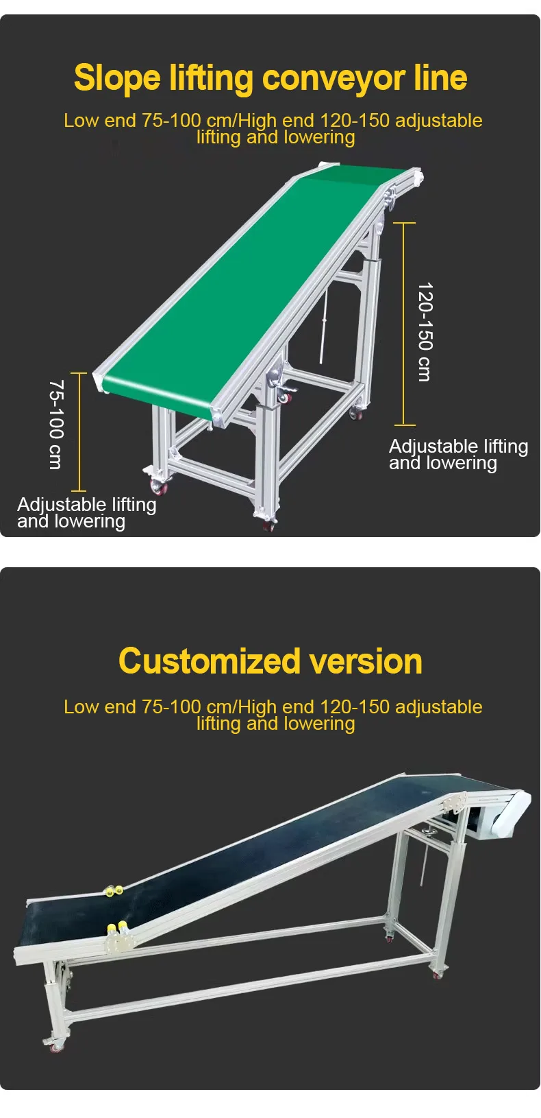 Height Adjustable Cheap Conveyor Belt Green Pvc Belt Conveyor Small ...
