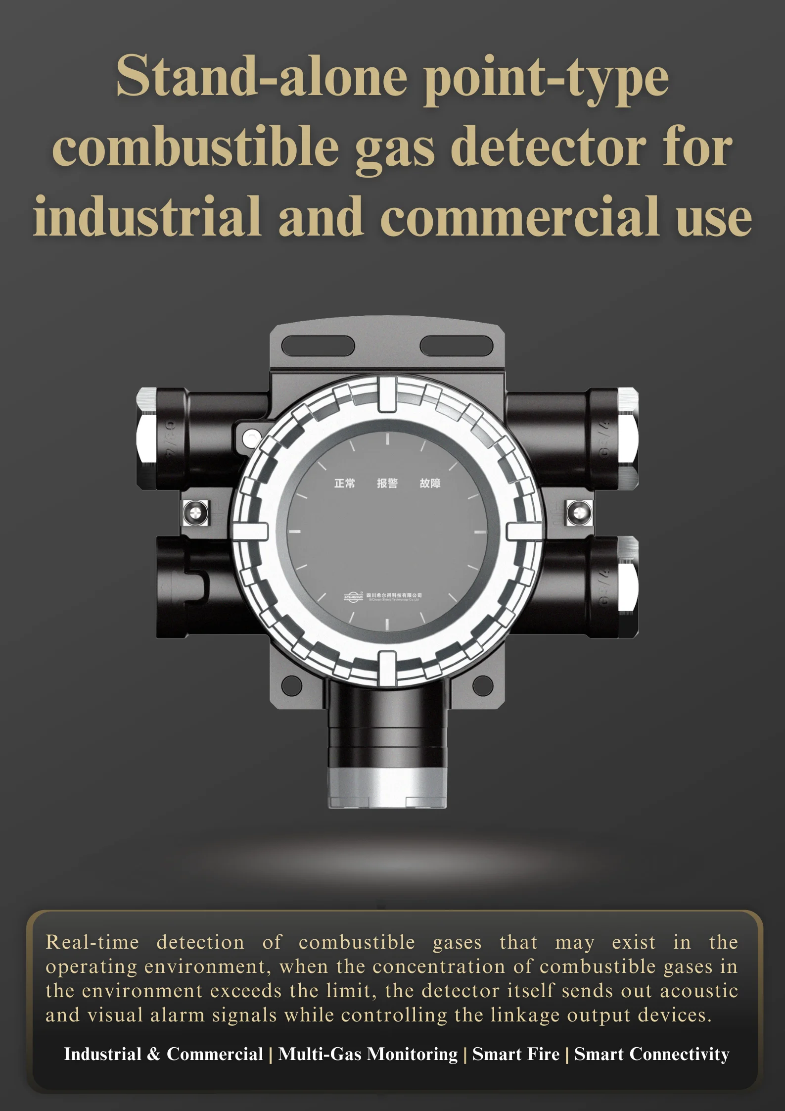SHIELD Fixed Gas Detector Stand Alone Type Sound-light Alarm System ...