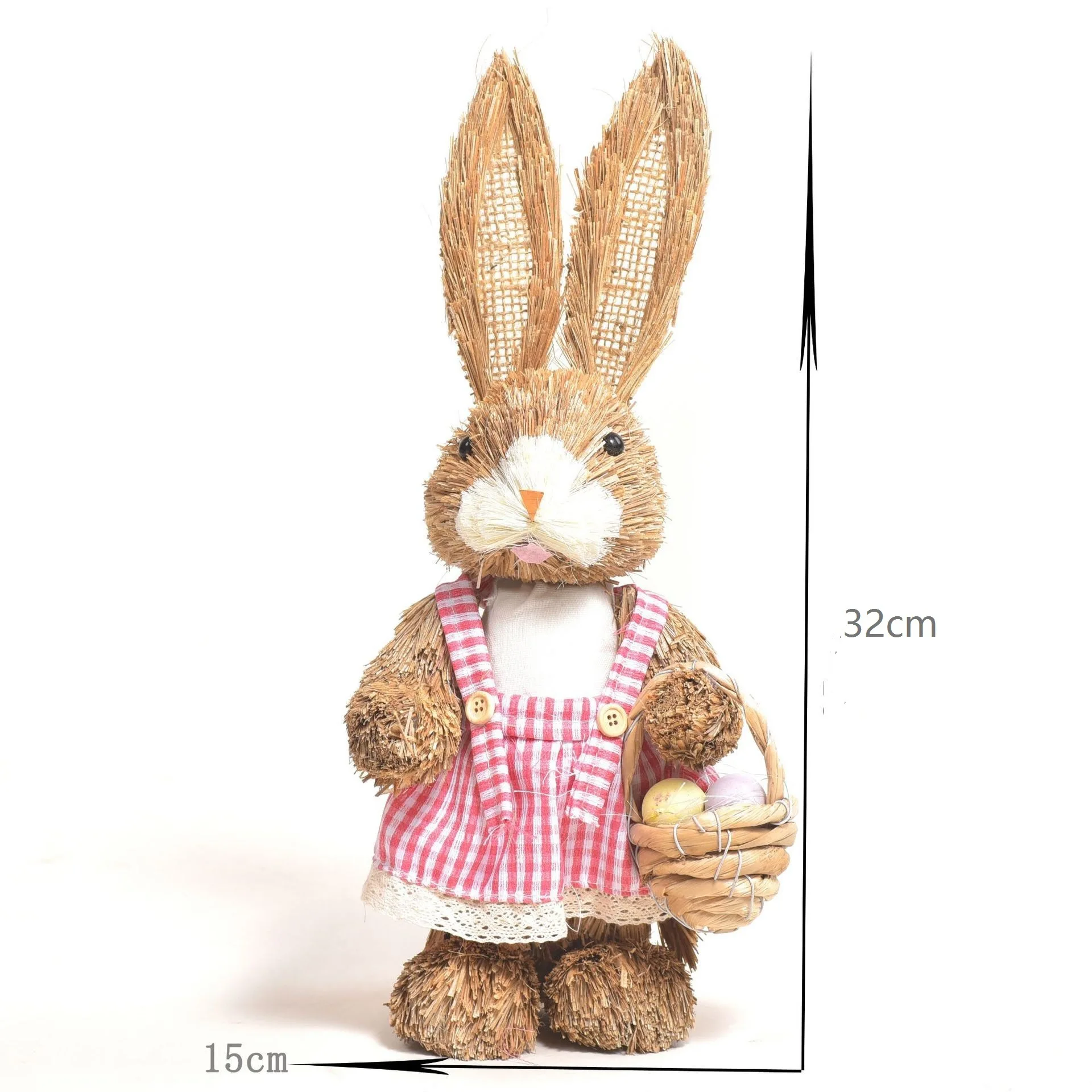 Handmade Artificial Straw Bunny - Perfect Easter Decor