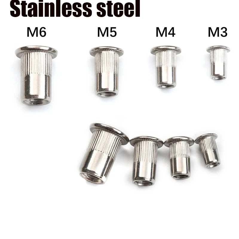 Stainless Steel Rivets Nuts Insert Flat Head Thread Nut Rivet Nut Gun ...