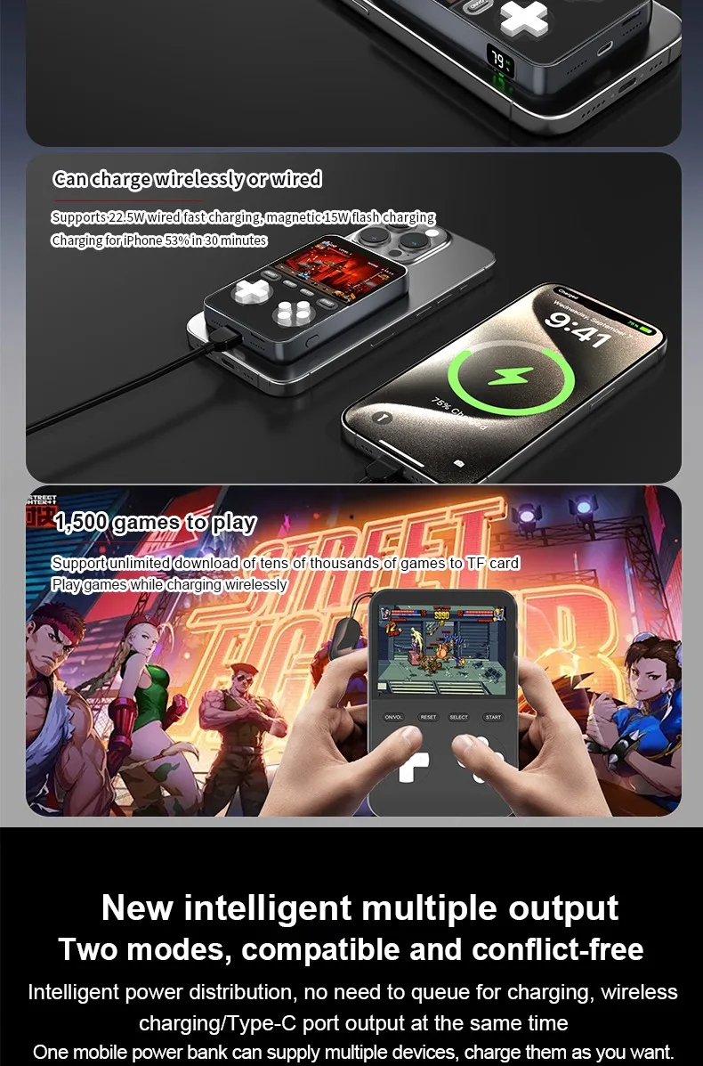 Retro Game Console with Power Bank - Fast Charging Solutions