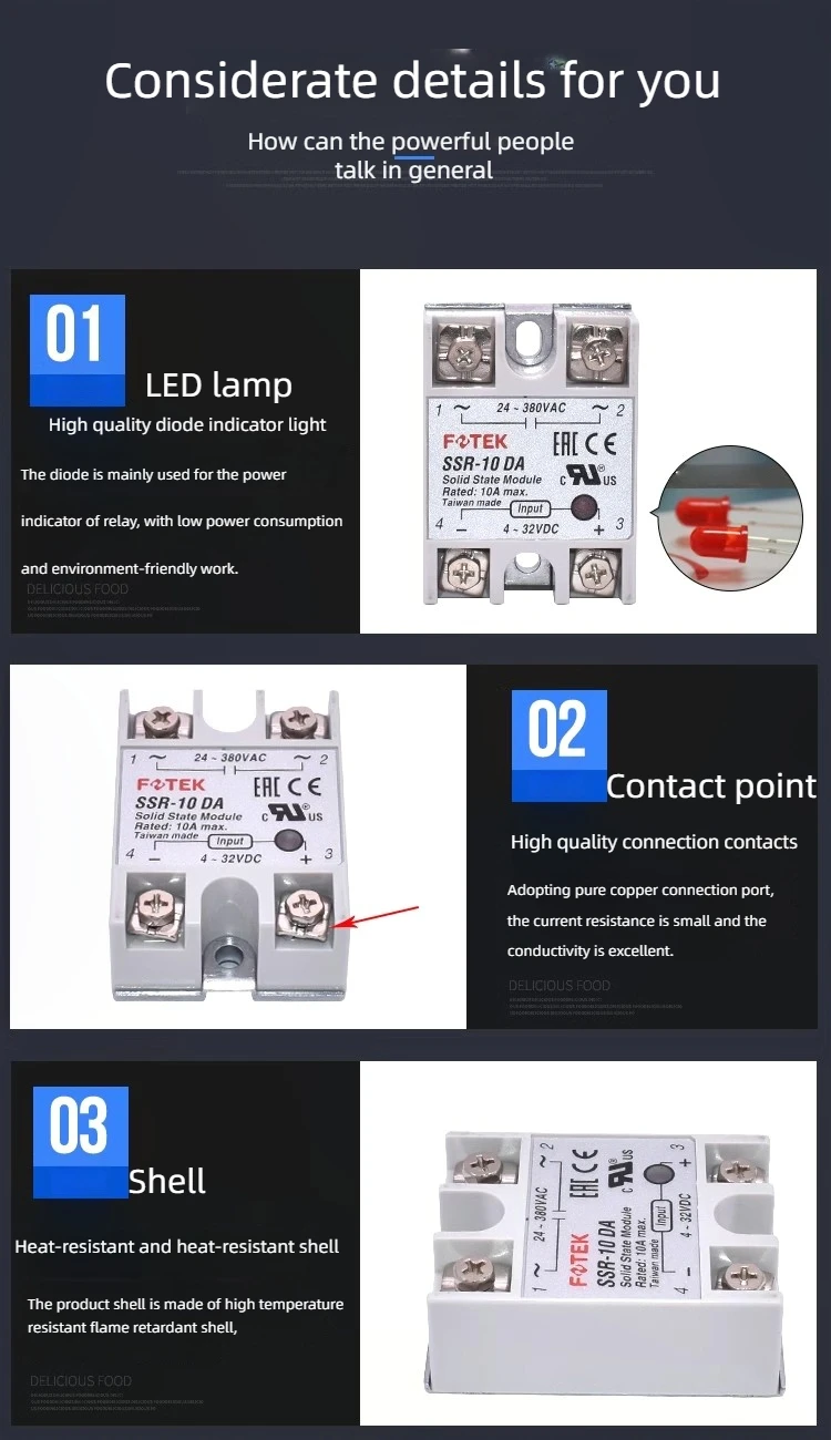 Fotek Yangming Solid State Relay Ssr-50da/50dd/75da/75dd Scr-25la/40la Single-phase Solid State ...