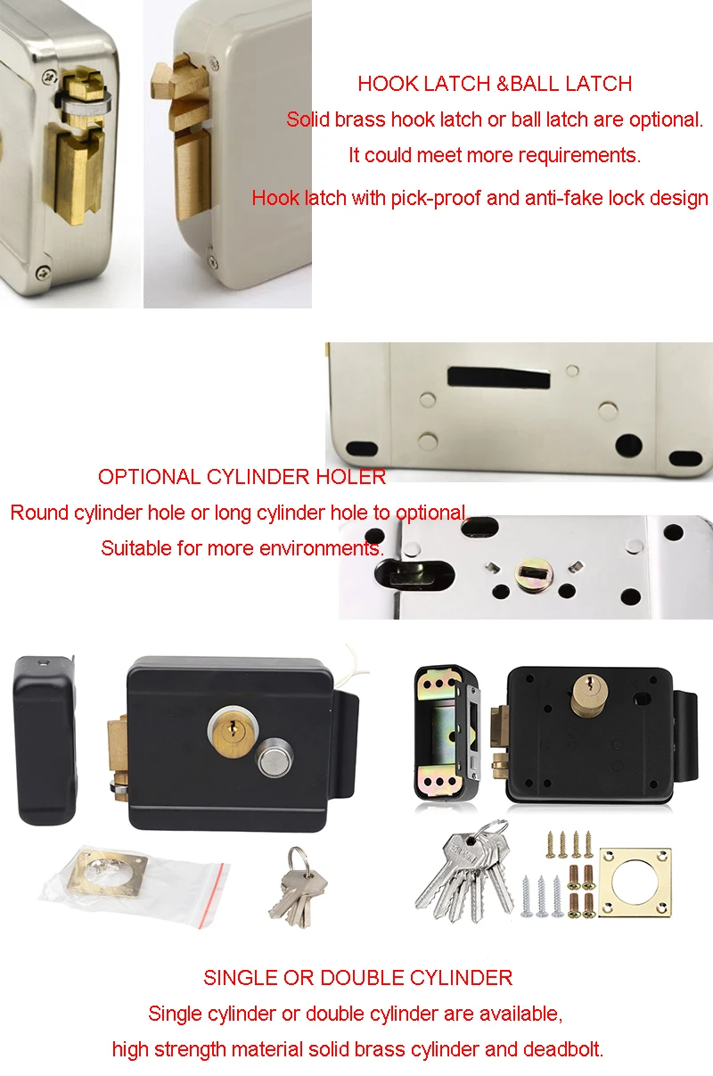 High Quality Dc12v Iron Electronic Rim Door Lock for Outdoor