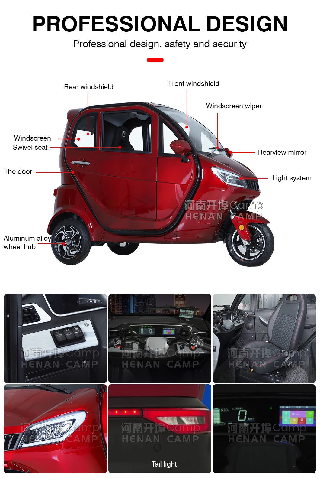 CAMP 3 Wheel Electric Mini Car for Adults - Affordable 2 Passenger ...