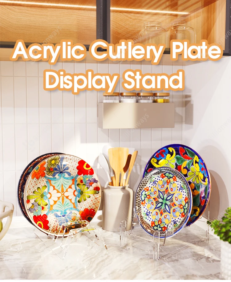 Clear Acrylic Plate Display Stand For Kitchen Tabletop Clear Acrylic ...