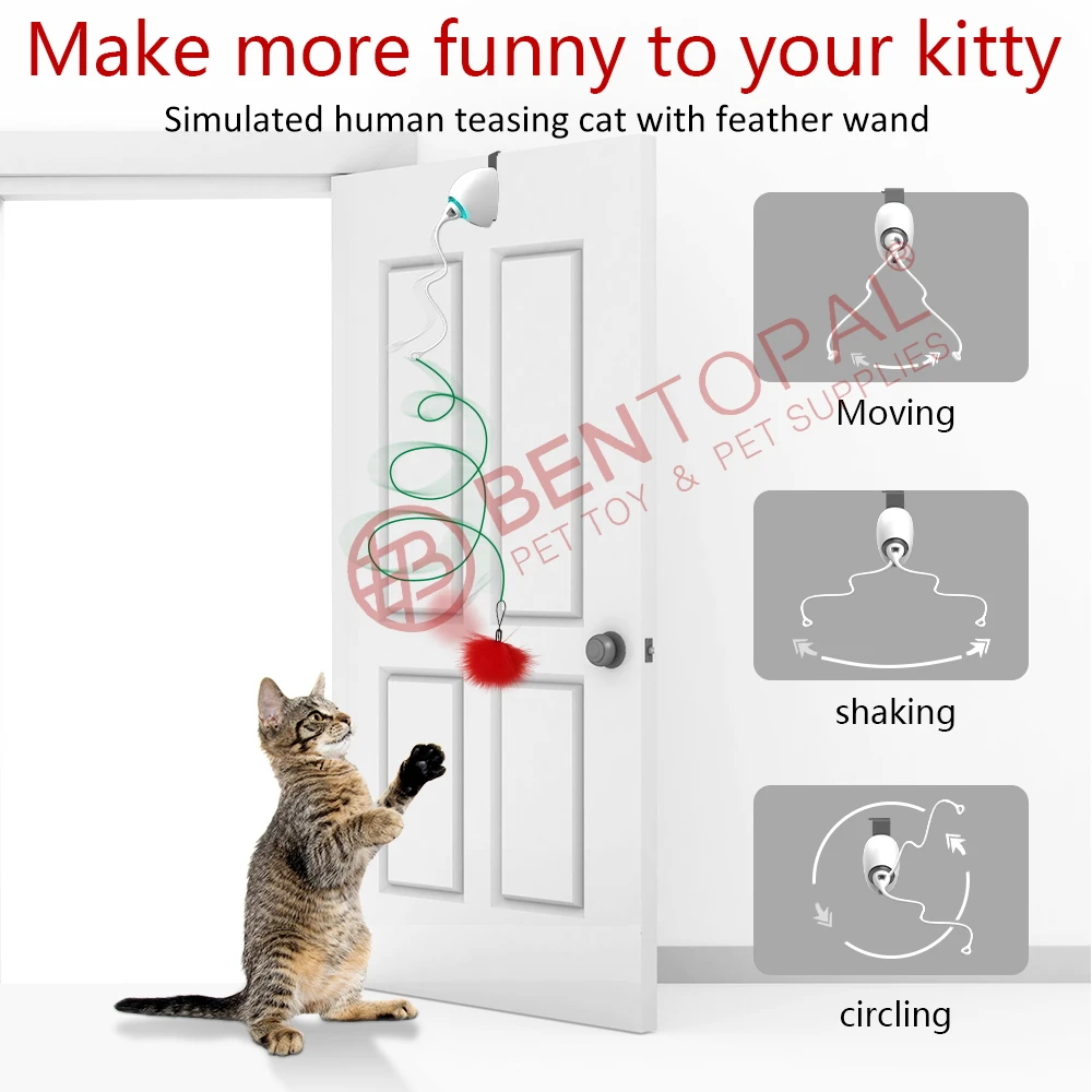 Automatic Cat Toy Interactive Elastic String With Feather Cat Catching ...