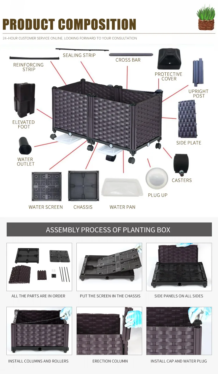 Wholesale Plastic Rectangular Raised Plastic Garden Vegetables Planting ...