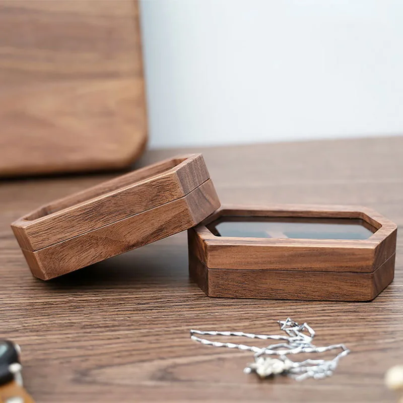 Natural Black Walnut Wood Wedding Ring Box Wholesale Custom Vintage ...