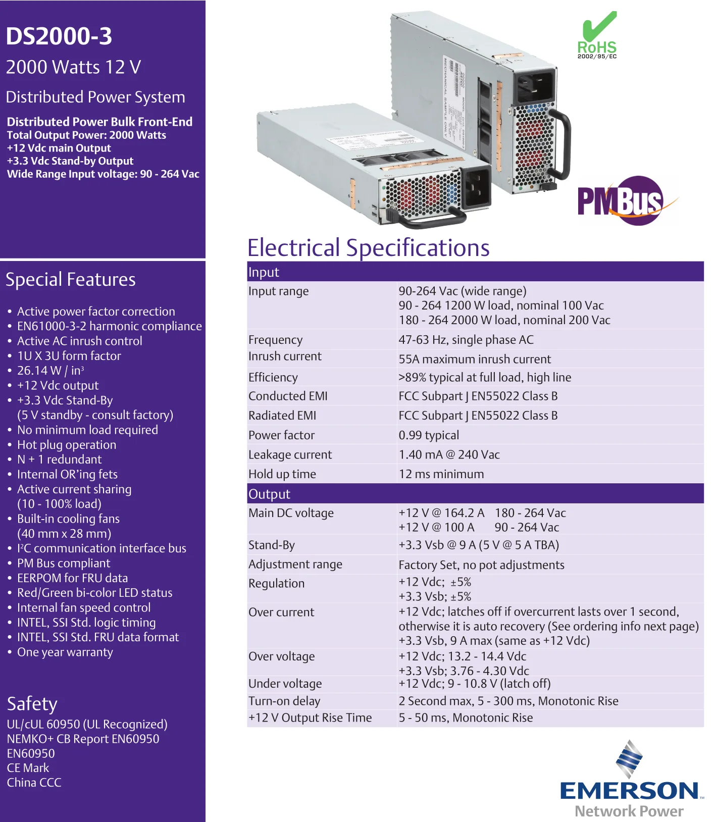 Artesyn Astec Ac/dc 2000w Bulk Front End Industry And Medical Ds2000-3 ...