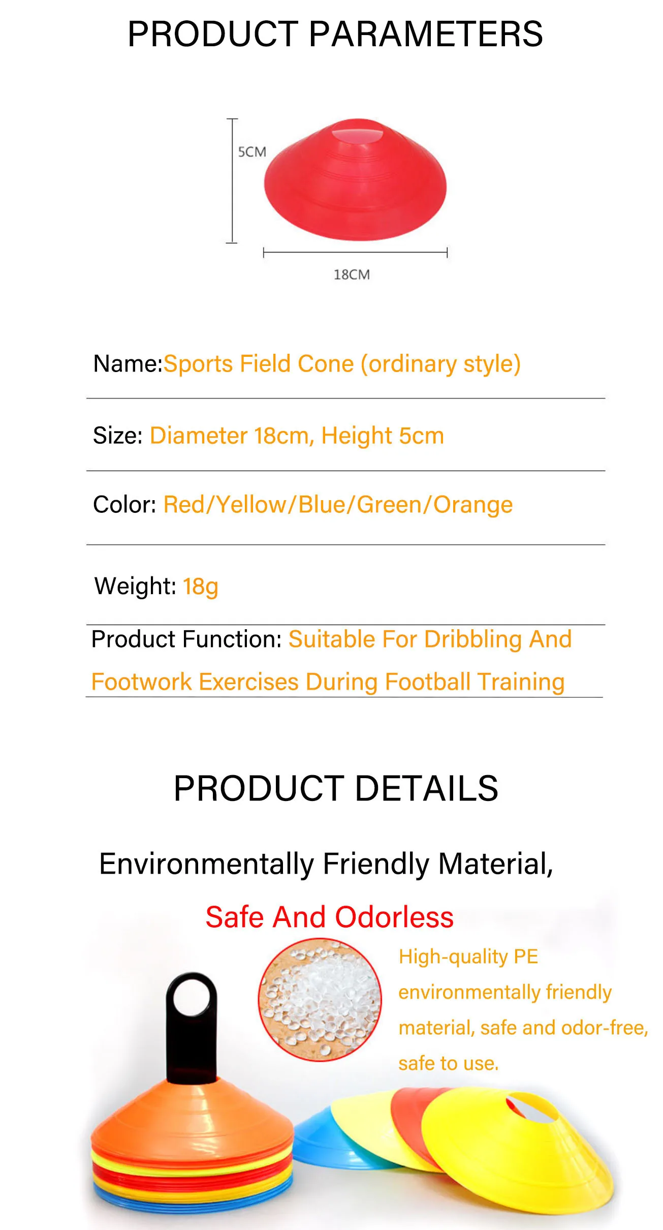 Soccer Cones Agility Disc Cones with Carry Bag and Holder Football Basketball Cones for Sports ...