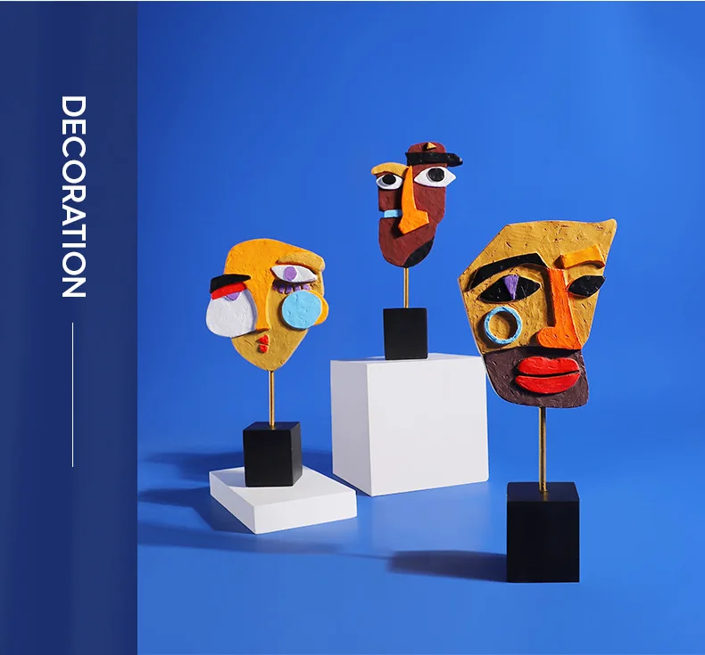 Twisted Human Face Sculpture - Creative Light Luxury Resin Crafts for ...
