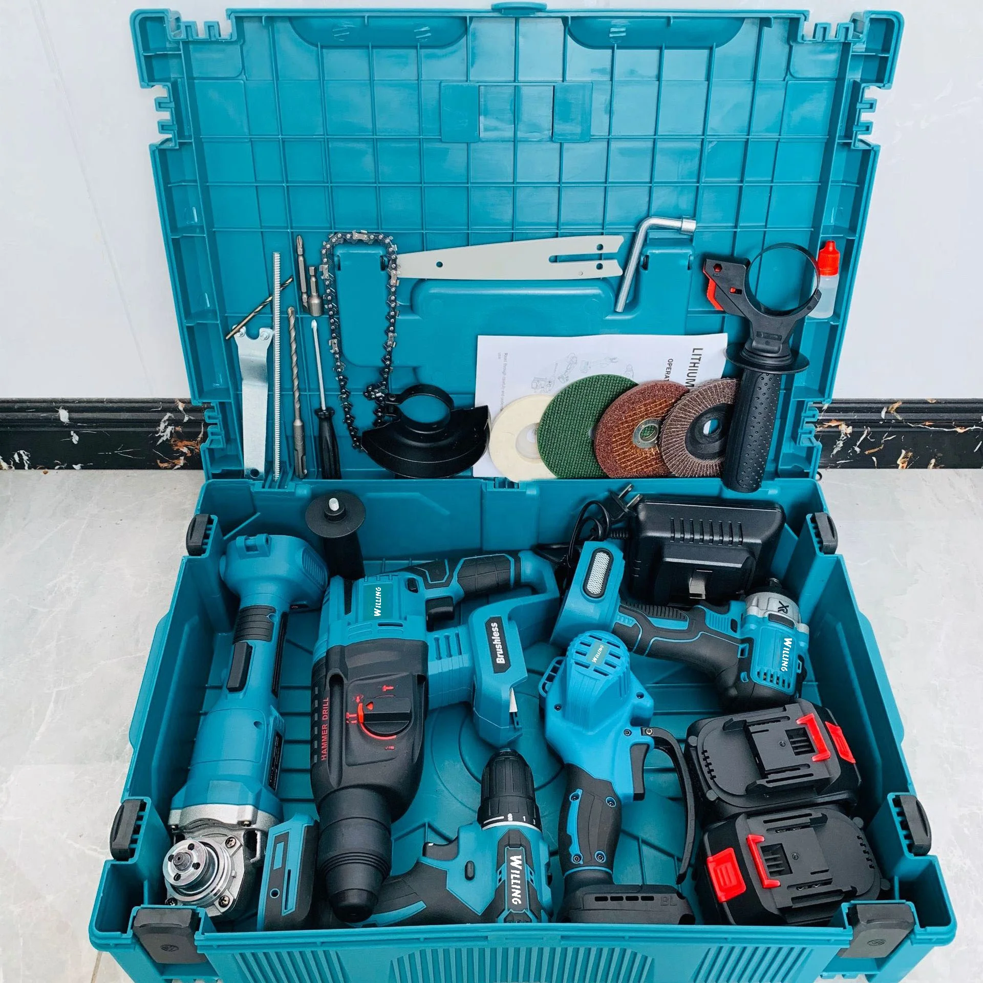Factory Power Drills Kit 21v Portable Electric Cordless Brushless 18v