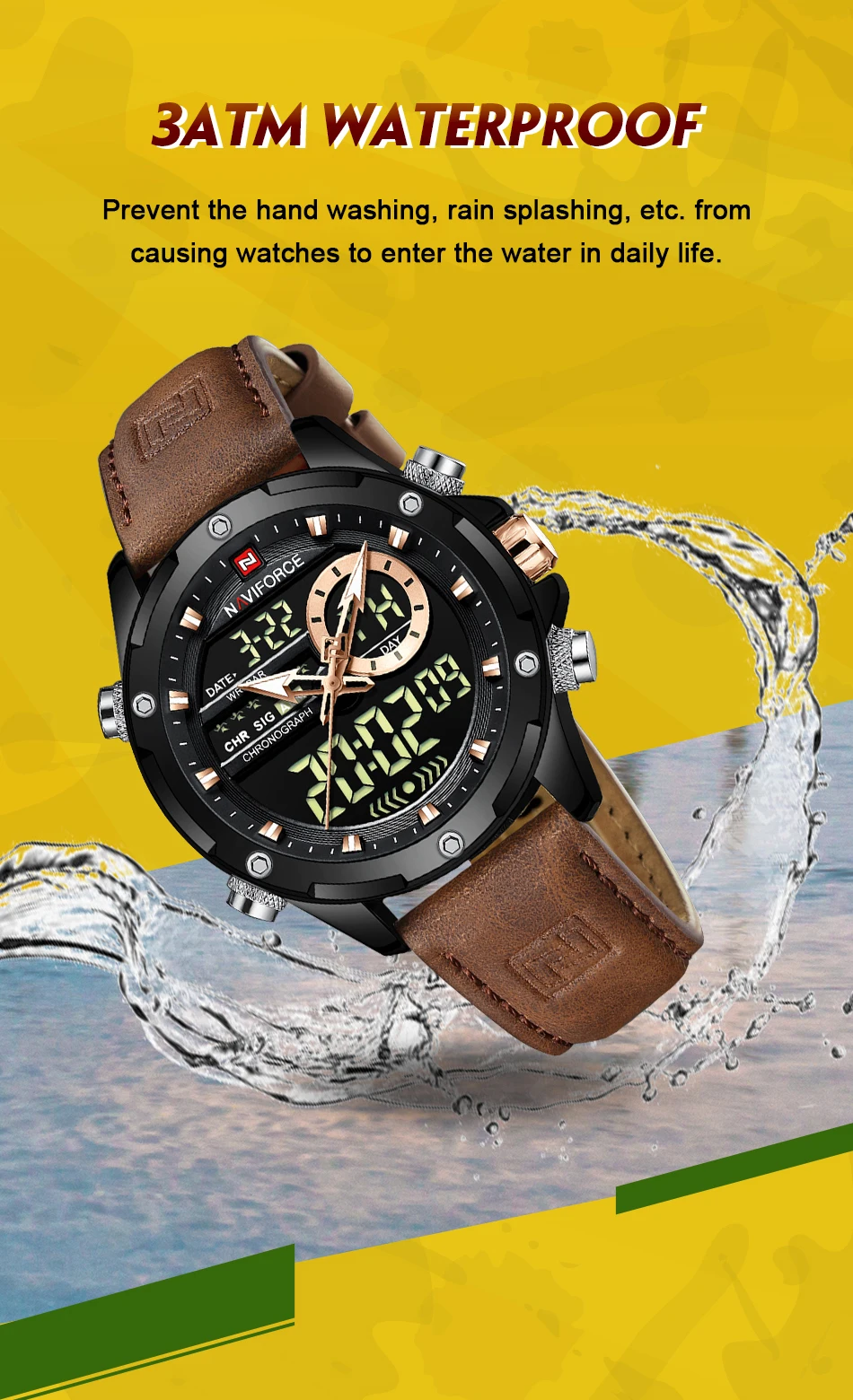 NAVIFORCE 9208 Men's Luxury Quartz Watch - Stylish Analog-Digital ...