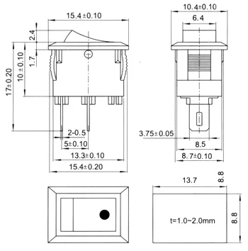 250V 3A 10*15mm Mirco Rocker KCD Switch KCD11 2 Pin on Off Switch ...