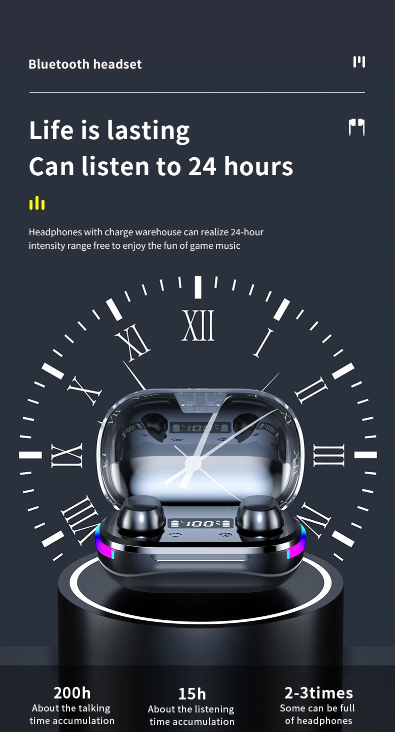 RGB Light K10 TWS True Wireless Headset for Gaming & Sports