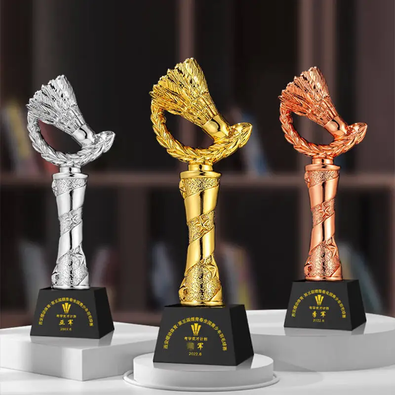 Personalized logo badminton trophy resin crystal trophy crystal awards ...
