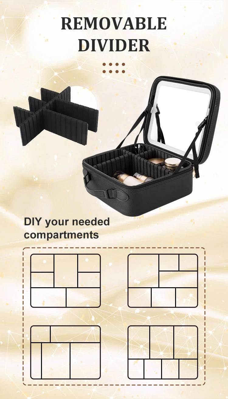 Wholesale Custom Professional Makeup Bag With Led Mirror Set Travel Pu