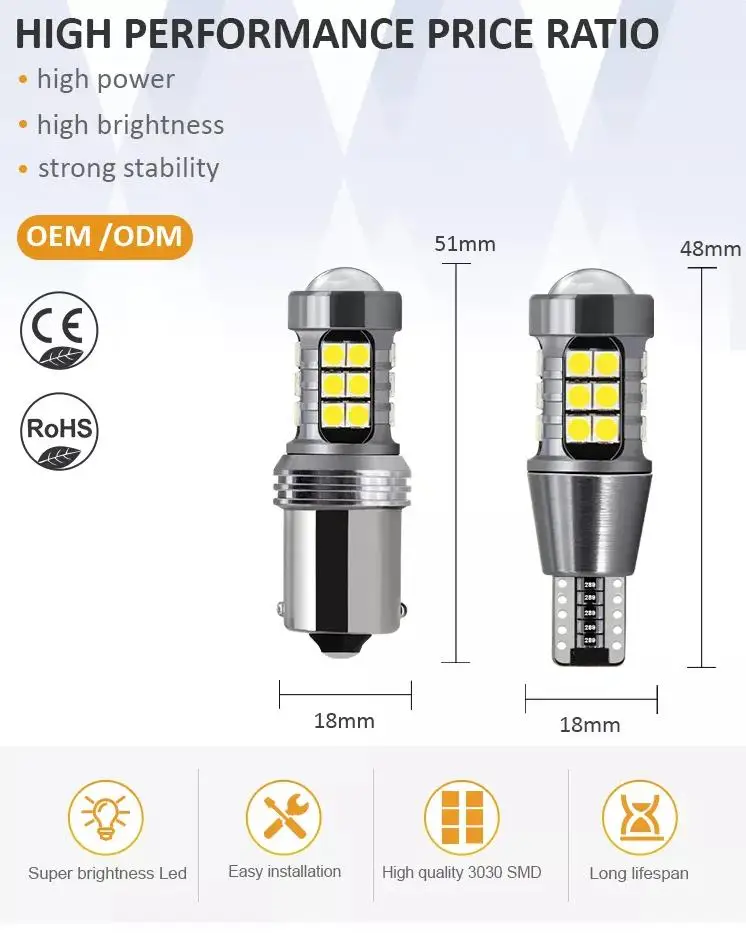 Universal New Bright Auto Led Bulb Car Bulb 27smd 3030 For Car 12v ...