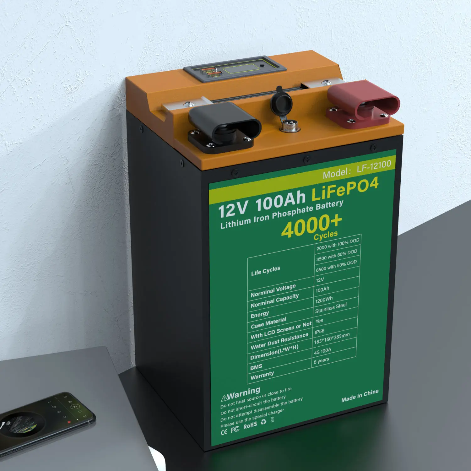 Deep Cycle 4000 Time Solar RV EV USB 5V DC Lifepo4 Lithium Ion Battery ...