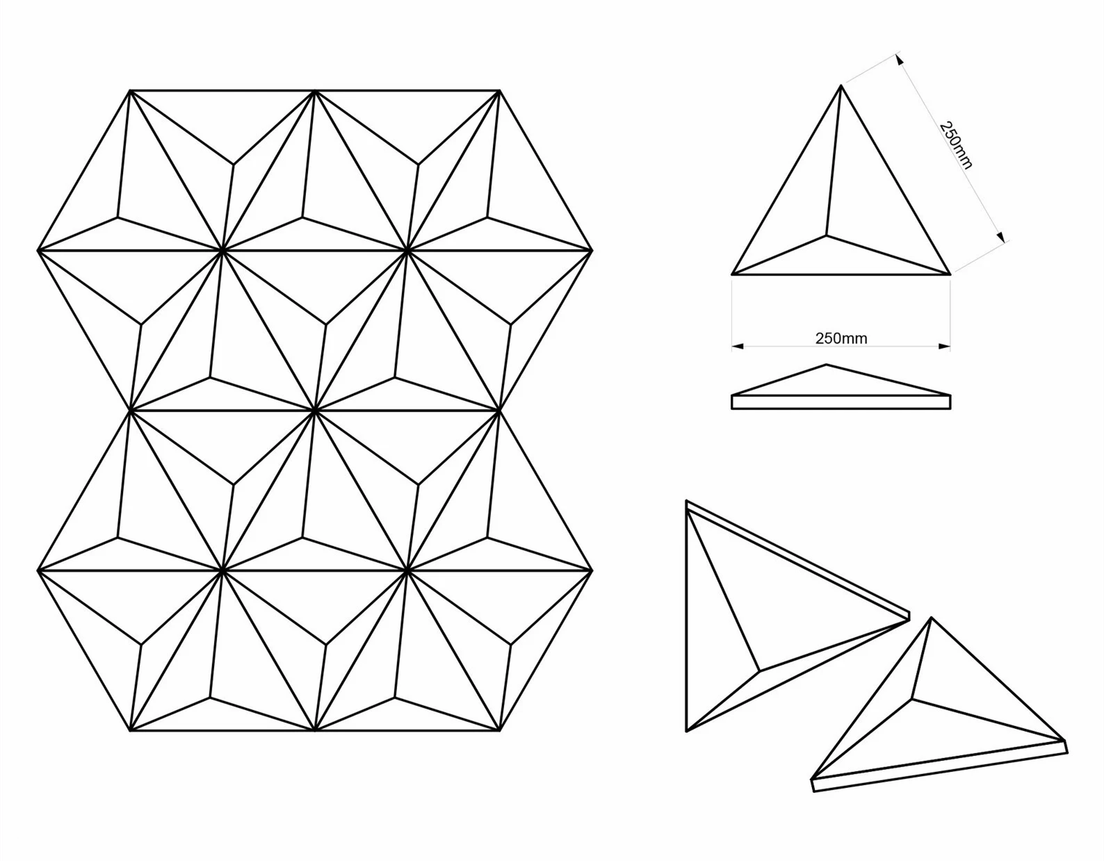 3D Pyramid Design Wall Panels for Living Room & Office | Oak Wood ...