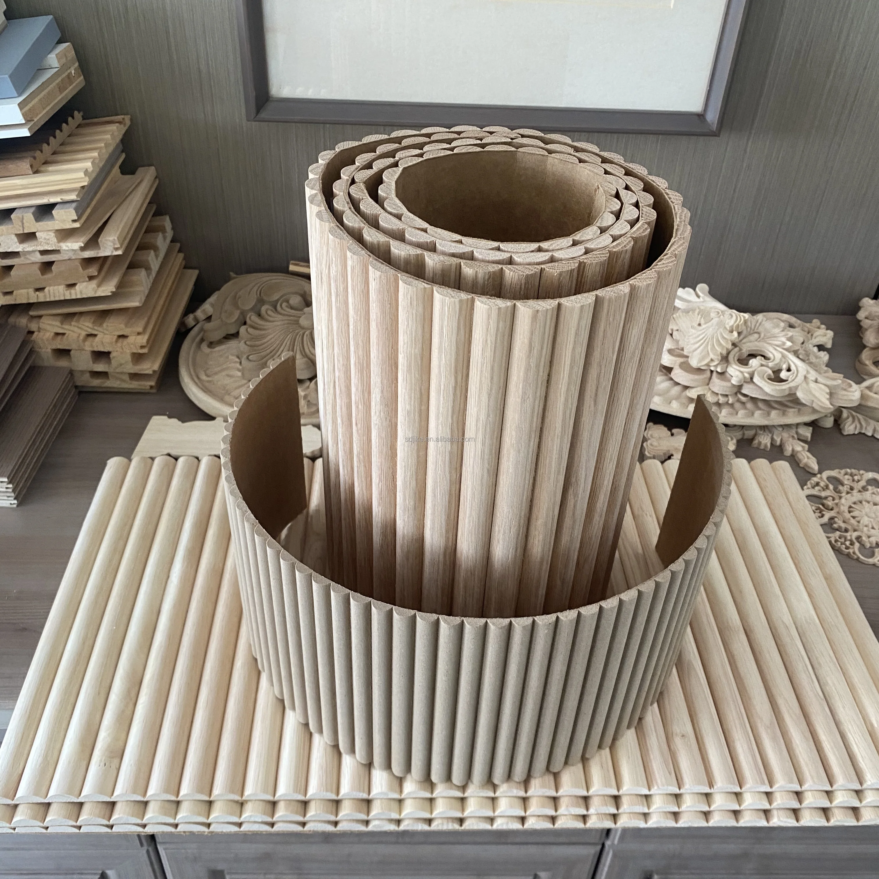 1200x2400mm Flexible Fluted MDF Core Wall Panel 3D MDF Wall Panel ...