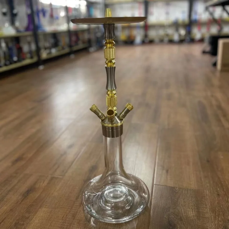 26 Inch Luxury Hookah Bar - 4 Water Tubes & Metal Gold Set