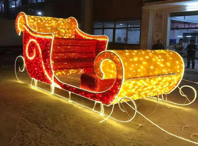 Waterproof Outdoor Christmas Life Size Led Reindeer Sleigh With Santa ...