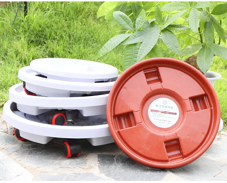 Round Thickened Flower Pot Base with Wheels Removable Plastic Flower ...
