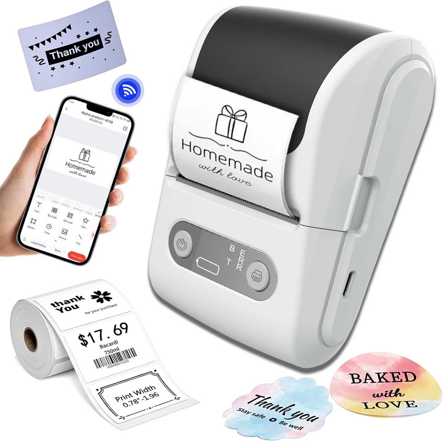 Mini Potable Pocket Wireless Smart Inkless Pos Thermal Printer 80mm