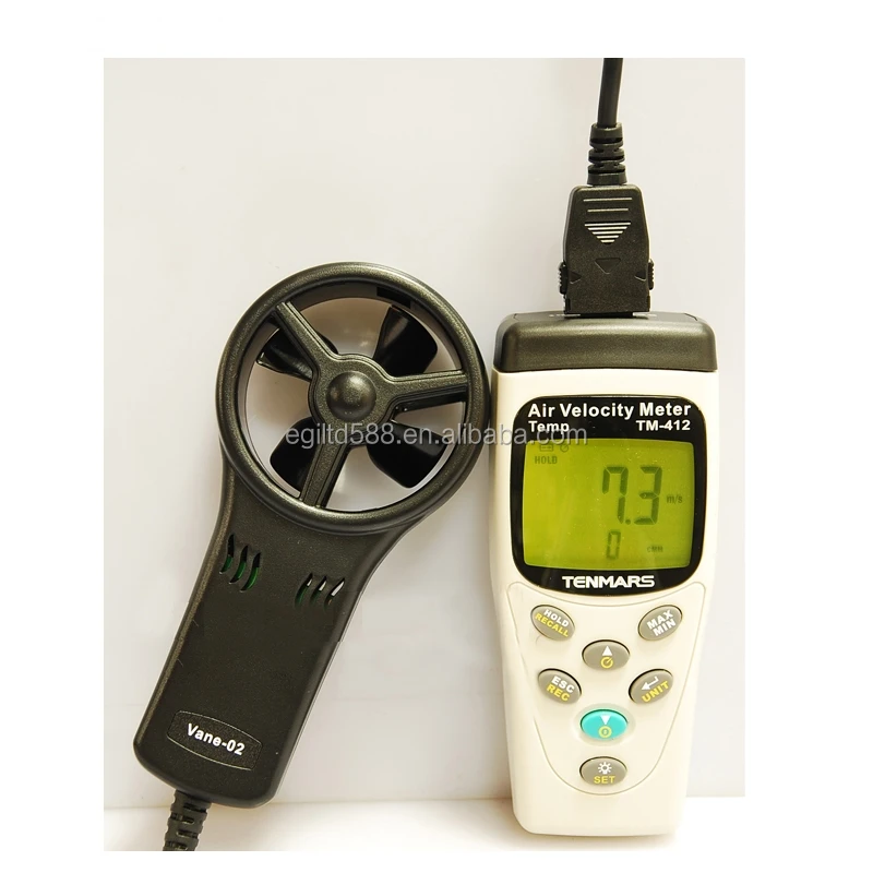 Tenmars Tm-412 Anemometer 0.4~45m/s Air Velocity Meter Temperature 99 ...