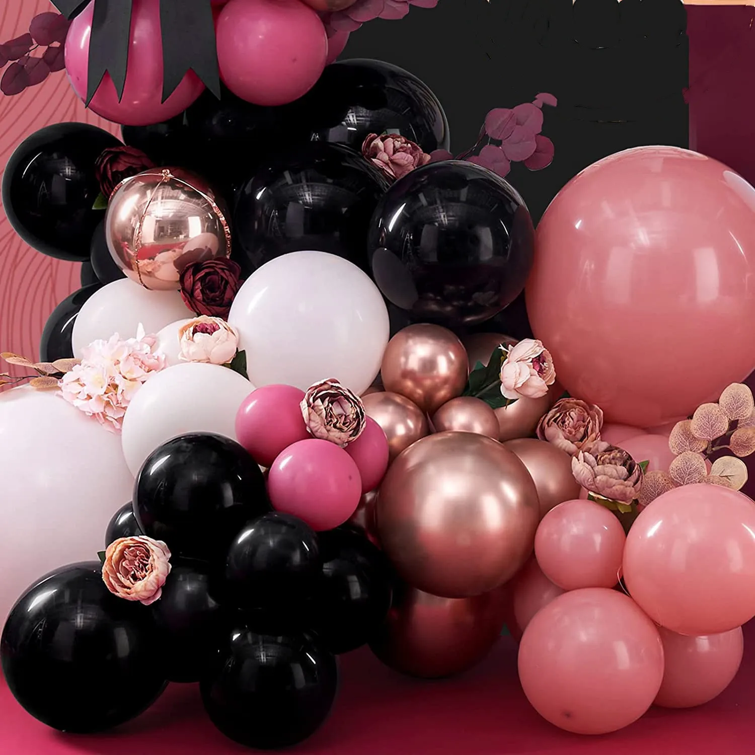Pink Spade Red Balloon Garland Arch Kit Rose Gold 4d Balloon Birthday ...