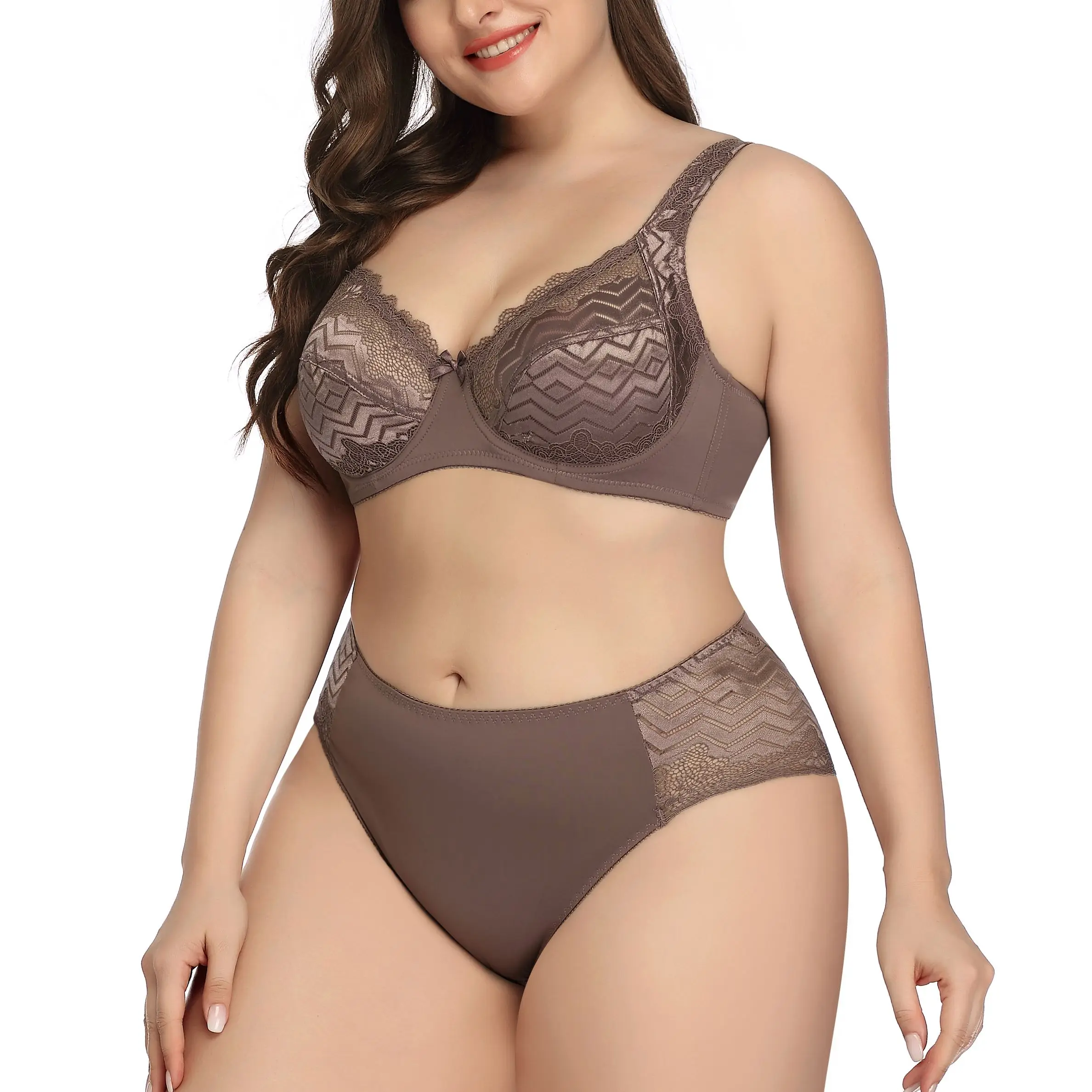 Rts 40c 42c 44c 46c Womens Plus Size Lingerie Set Wave Striped