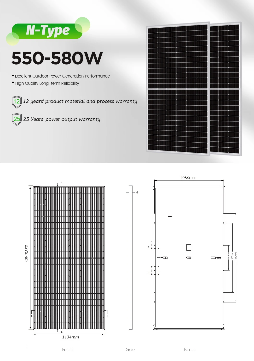 Low System Cost Solar Panel Half Cut Technology 550w-580w Longi Battery ...