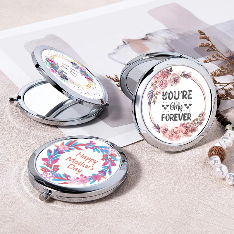 Custom Shape Hand Mirror - Mother of Pearl & Metal Butterflies