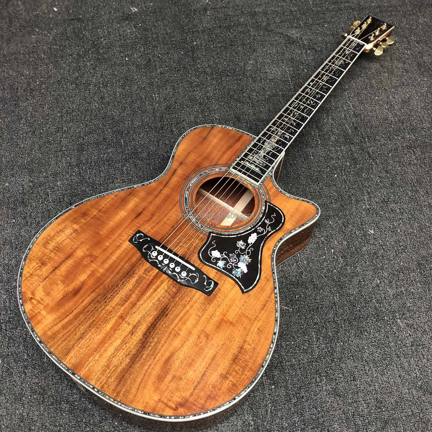Grand Guitar Factory Direct Supply Handmade Cutaway OM45 Style Acoustic ...