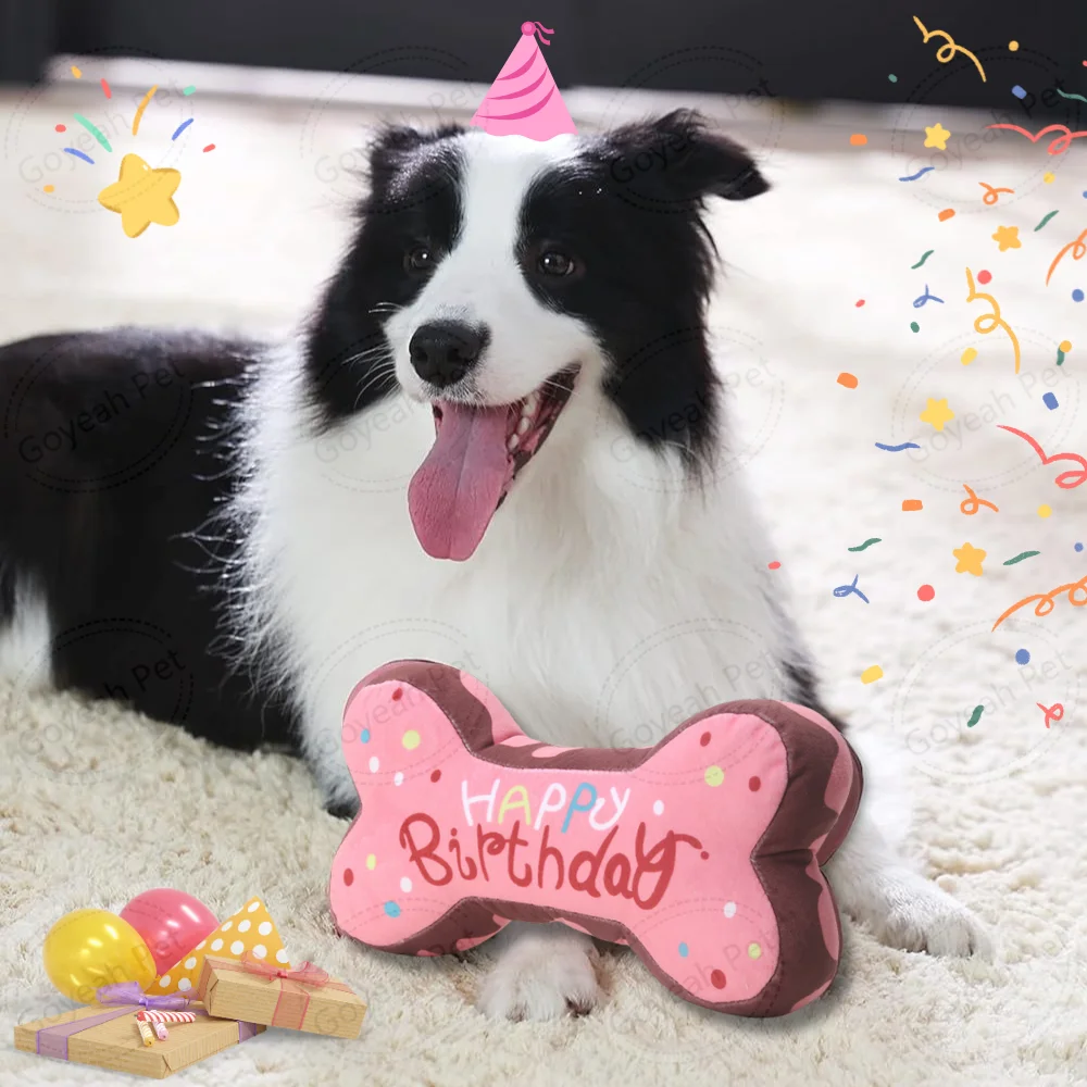 Happy Birthday Cake Shaped Squeaky Dog Toys by Goyeah