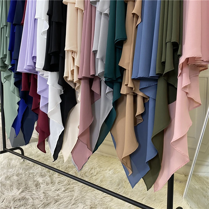 Muslim Women Voiles Niqab Hijab Hijab Prayer 3 Layers Chiffon Long ...
