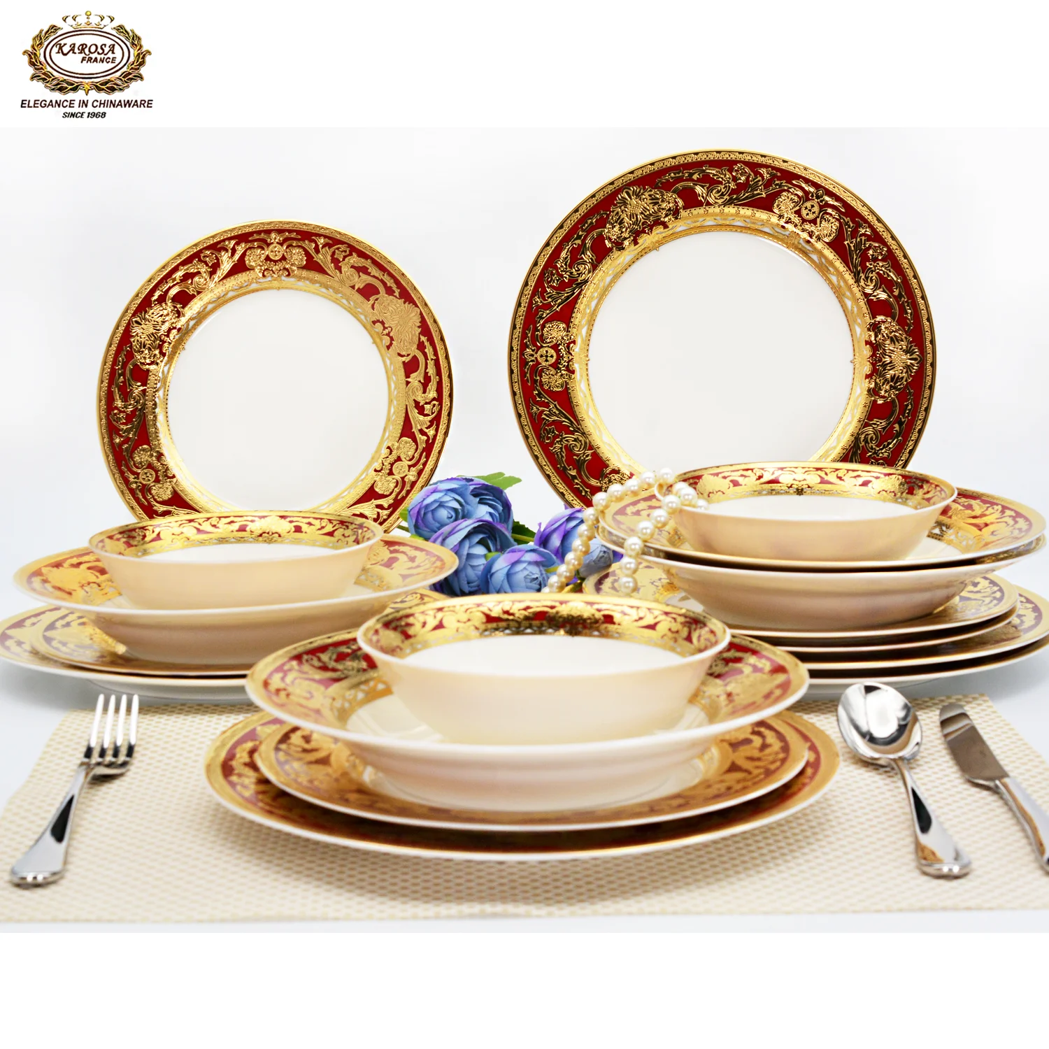 Luxury Embossed Gold Dinner Set - Customizable Bone China