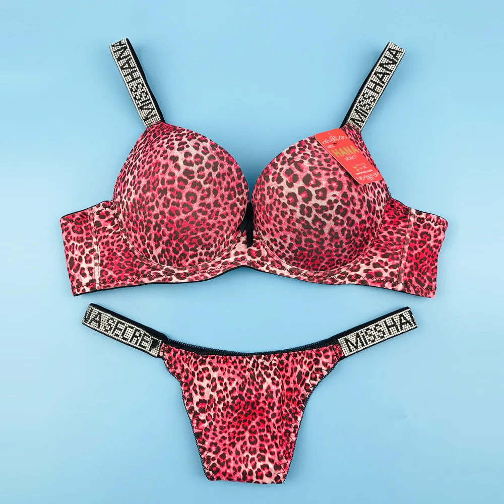 Sexy Lingerie Set Push up Adjustable Letter Strap Bra Women Underwear ...