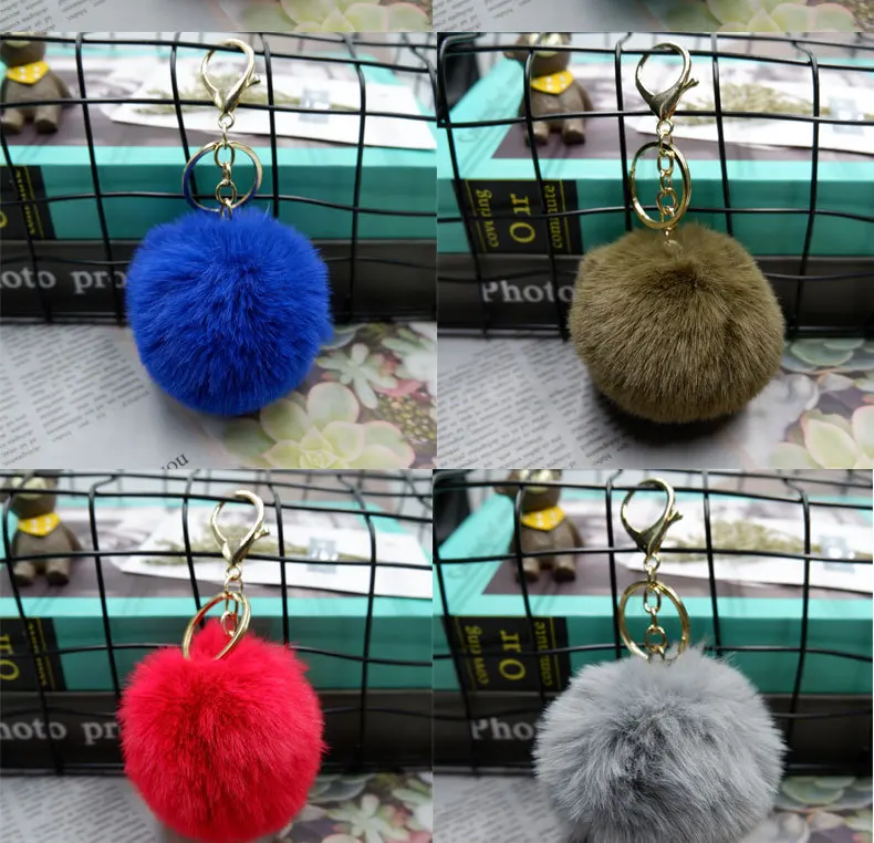 Custom Plush Kawaii Fluffy Color Fur Ball Keychain Balls Puff Ball ...