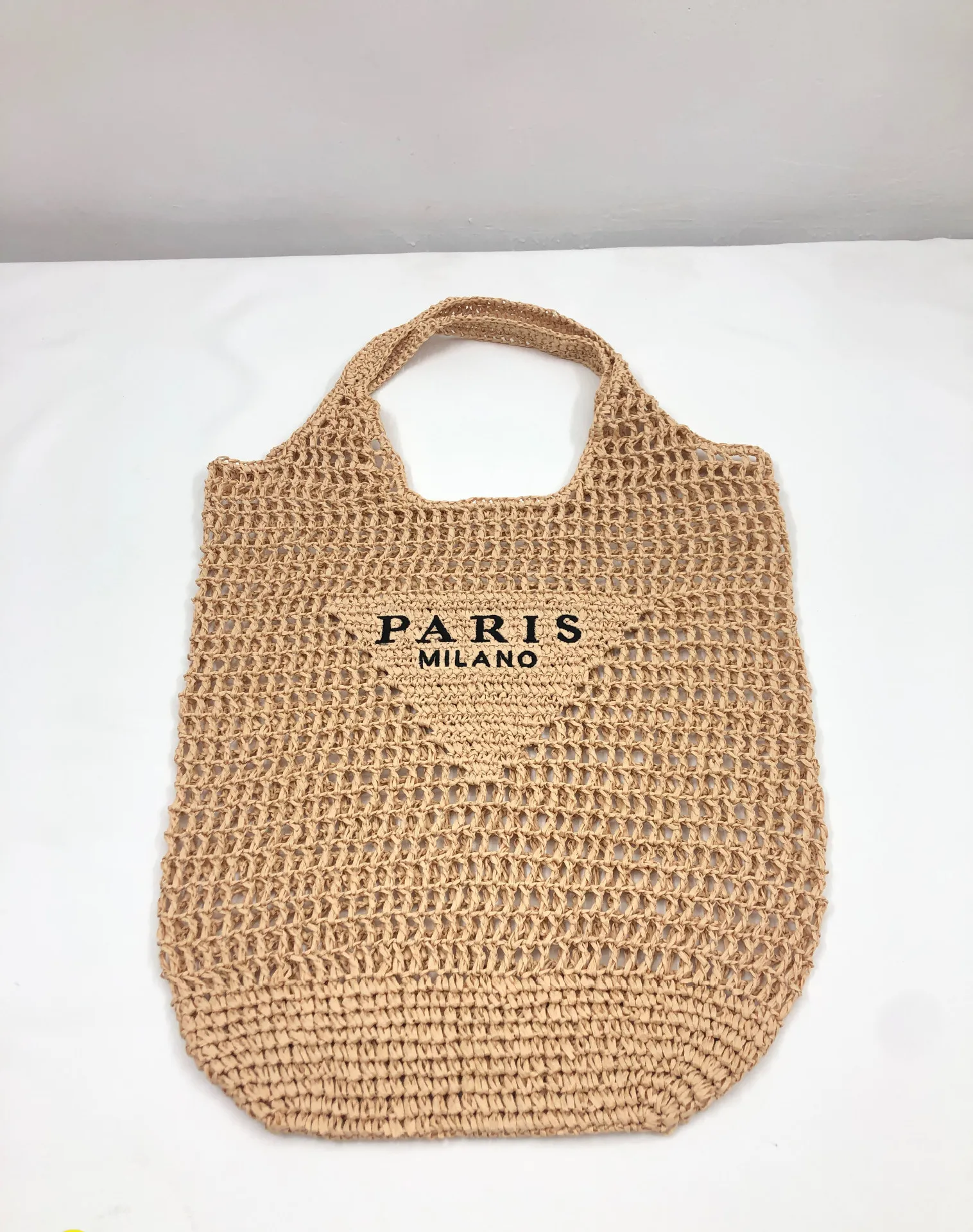 Luxury Catalog Designer Raffia Straw Bag With Triangle Correct Logo ...