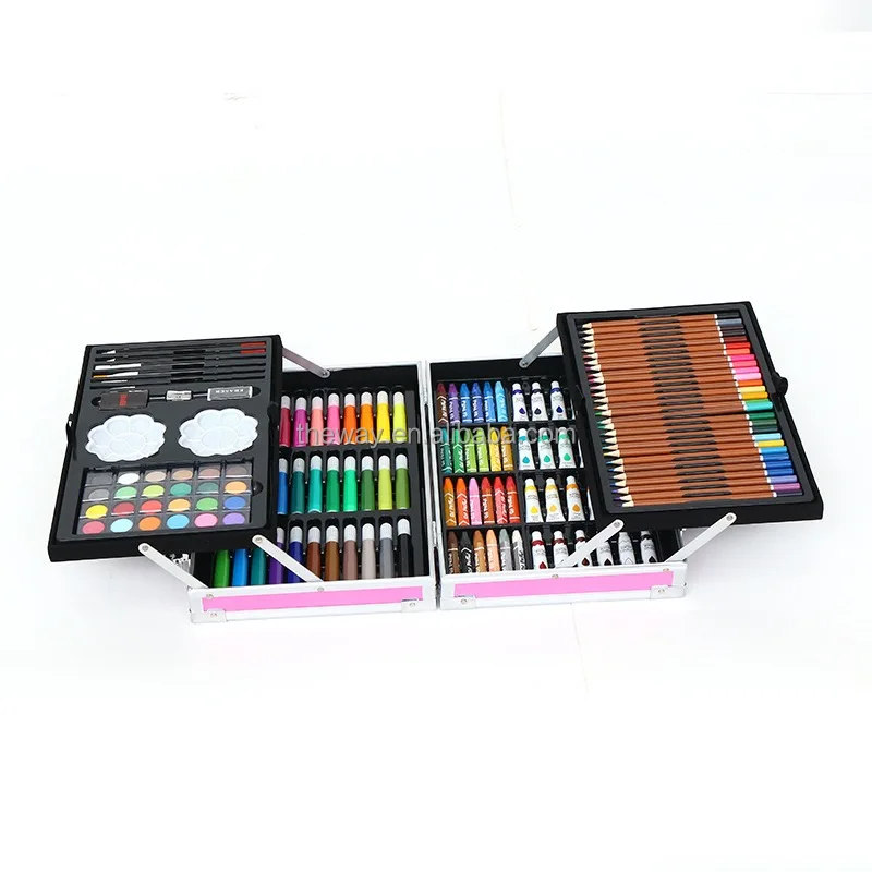 145pcs Packing Drawing Art Set - Acrylic Paints in Aluminum Box
