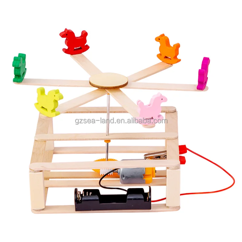 DIY Carousel Wooden Assembly Model Kit for STEAM Learning