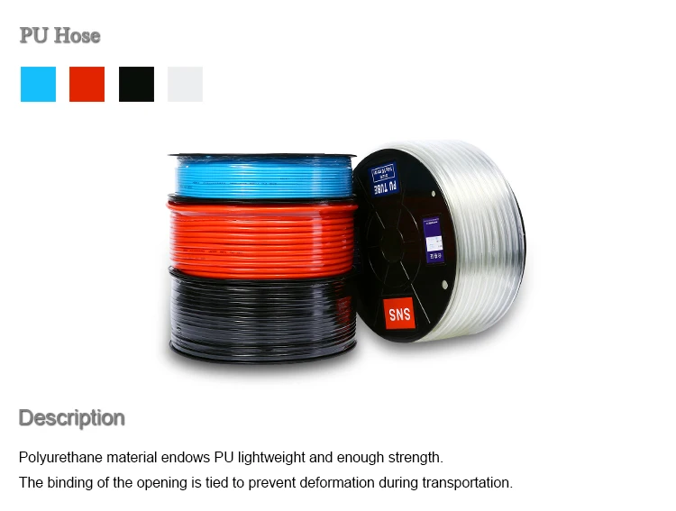 Sns Apu6x4 Pneumatic Pu Tube Hose With Red Bule Black Transparent Color ...