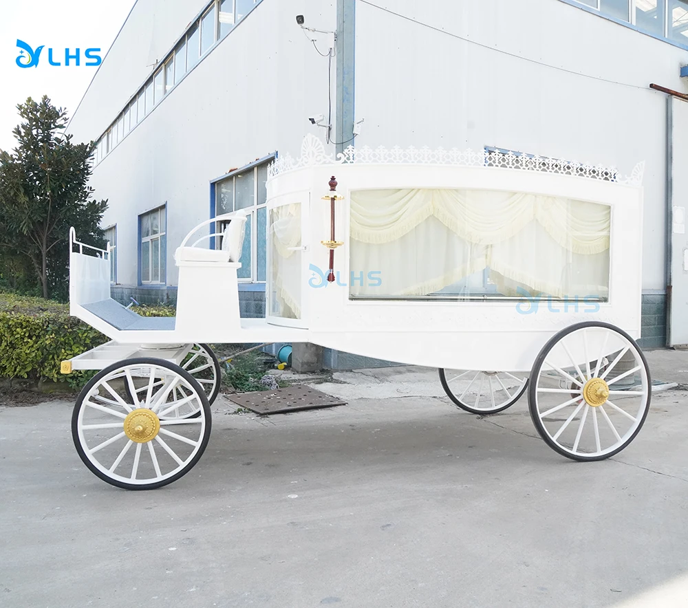New Modern Design Coffin Horse Cart Pure White Horse Hearse Buggy ...