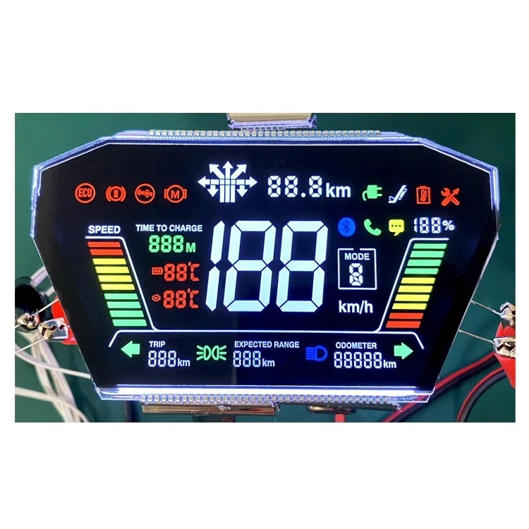 Custom Digital Va Segment Lcd Motorcycle E Bike Black Background Color ...