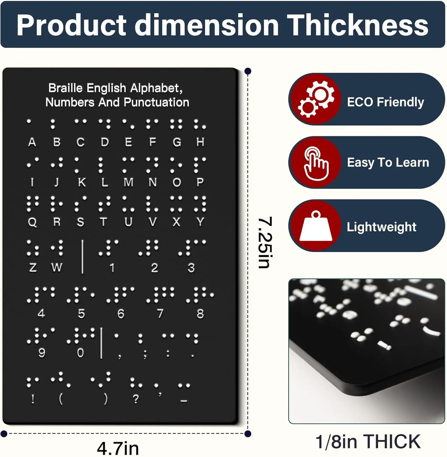 Braille Alphabet Board,Braille Alphabet with Raised Dots, Braille ...