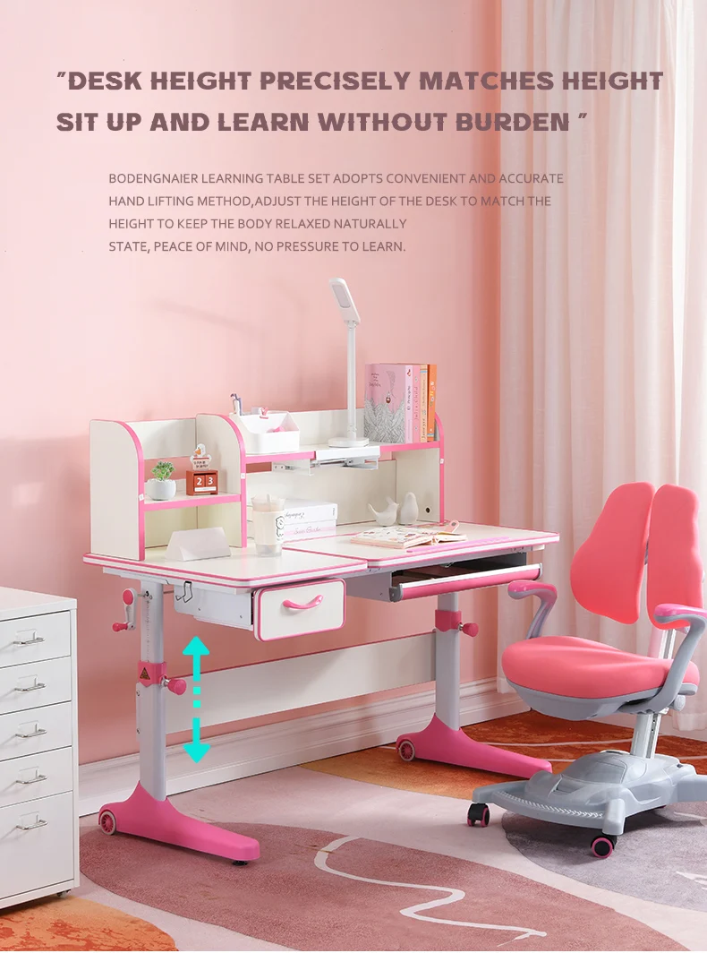 Home Use Wood Height Adjustable Writing Table For Kids Children Set ...