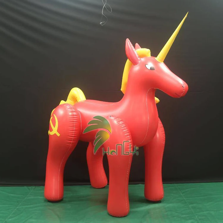 Inflatable Custom Red Unicorn Toys Inflatable Pvc Red Pony Horse Animal ...